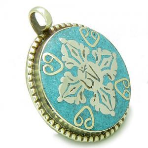 Amulet Ancient Om And Tibetan Rdo Rje Magic Symbols Medallion Turquoise ...